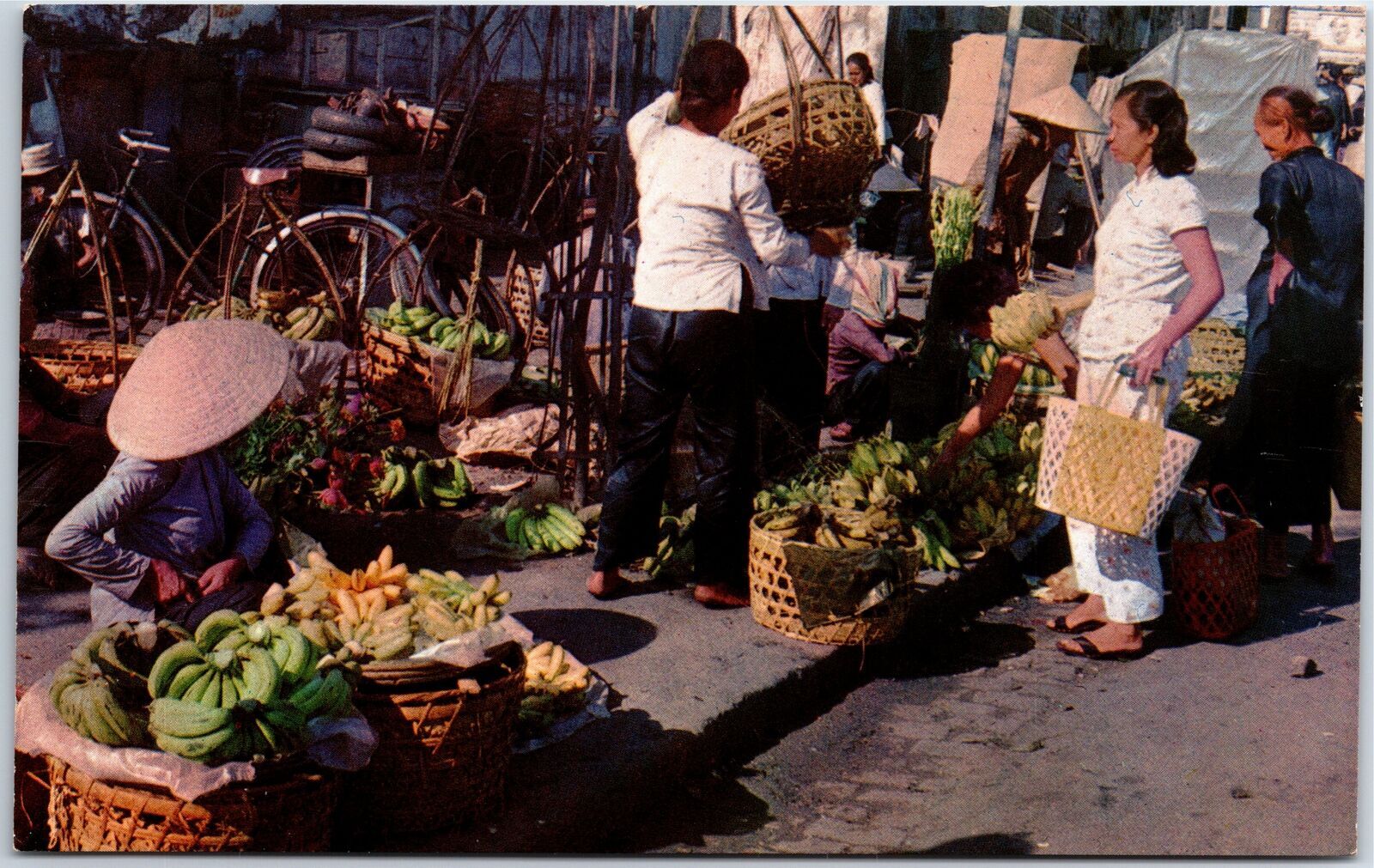 Vintage Postcard a Typical Vietnamese Market in Saigon During the Late ...