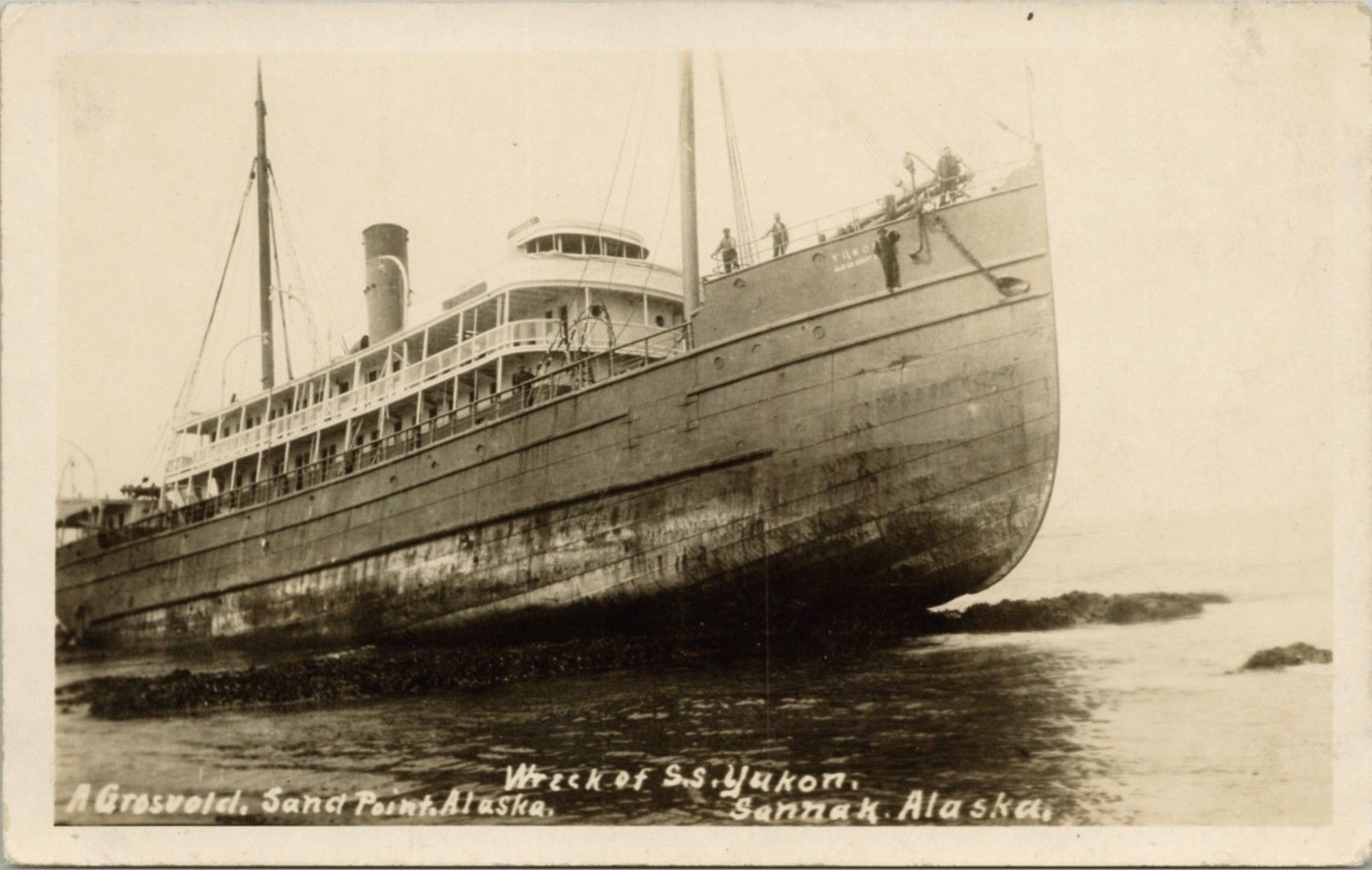 Wreck of S.S. Yukon Sanak AK Alaska Steamship Shipwreck RPPC Postcard ...