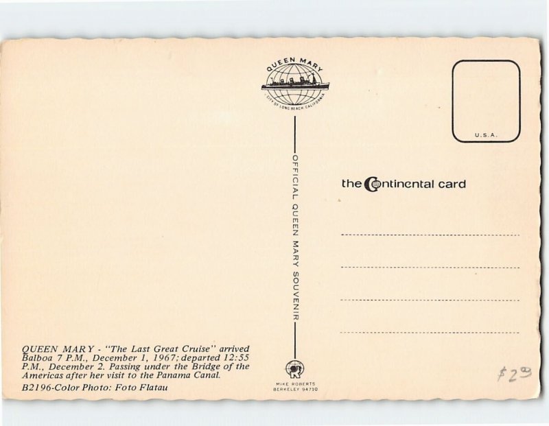 Postcard Queen Mary Ocean Liner Passing Under the Bridge of Americas ...