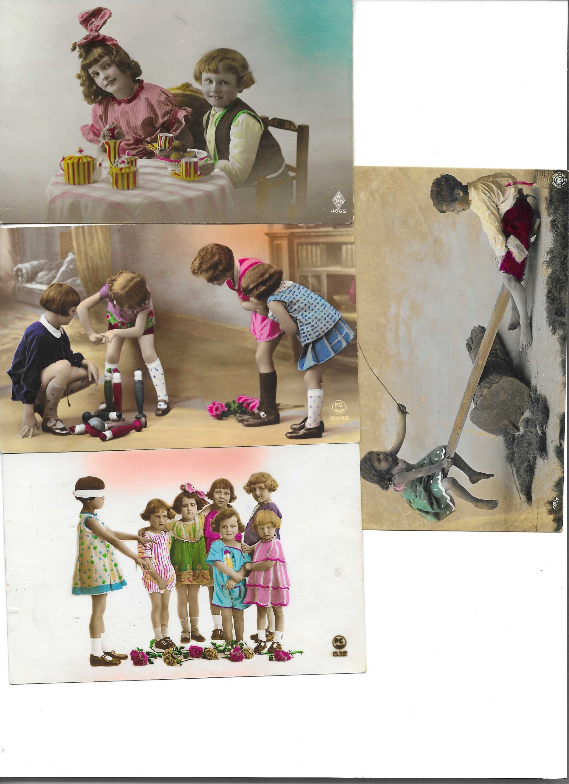 "Children. Scenes of children" Lot of 8 old vintage photo postcards ...