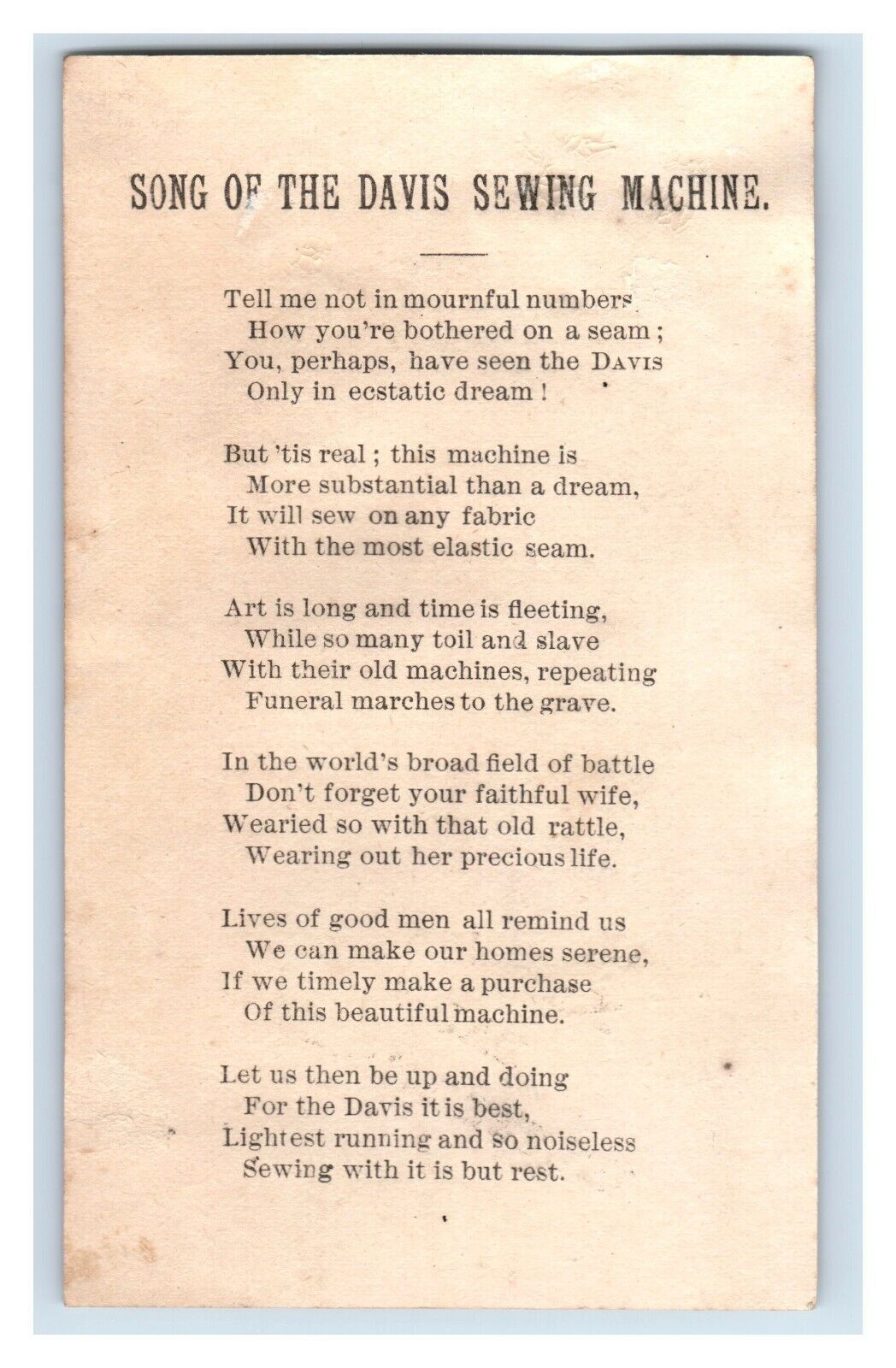 1880s Davis Sewing Machine Song On Back Smiling Baby P139 | Ephemera ...