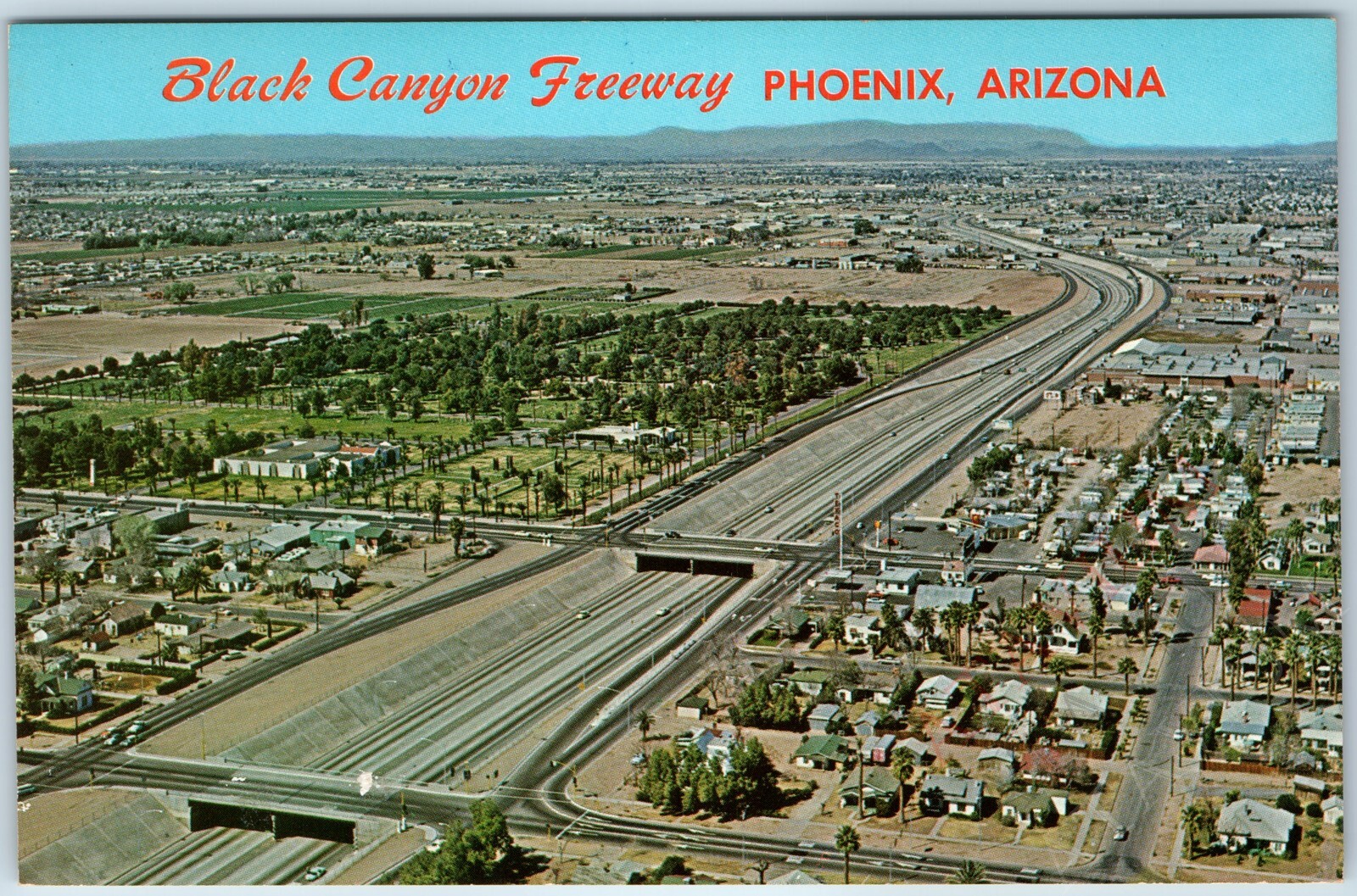 1970 Phoenix Ariz Black Canyon Freeway Highway Interstate Aerial Bob ...