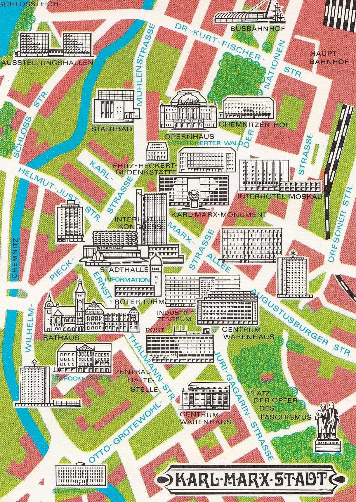 Karl Marx Stadt German Germany Map Karte Postcard | Europe - Germany ...