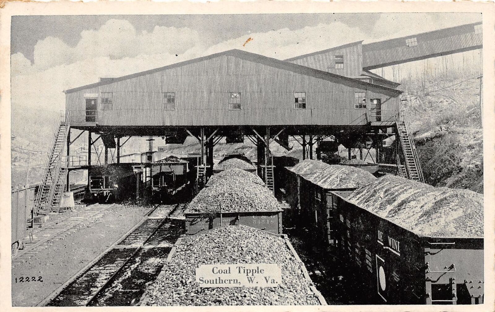E95/ Southern West Virginia Postcard c1940s Coqal Tipple Railroad Mine ...