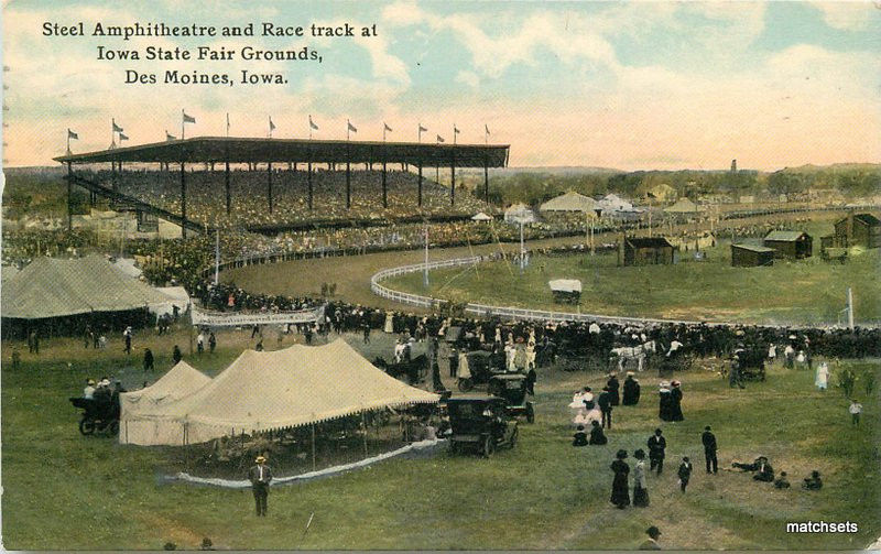 1911 DES MOINES IOWA Steel Amphitheater Race Track State Fair postcard ...