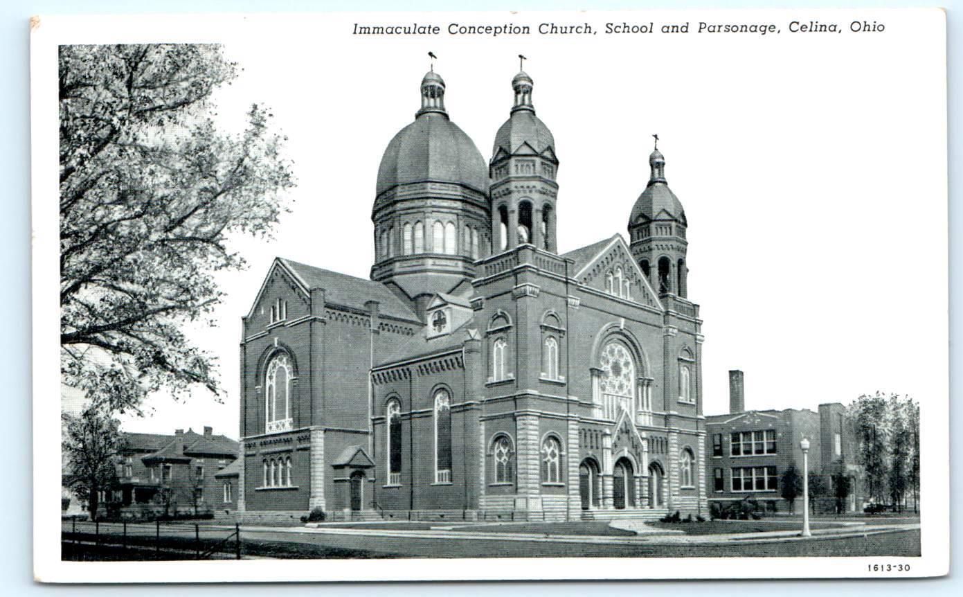 CELINA, Ohio OH ~ School & Parsonage IMMACULATE CONCEPTION CHURCH 1930s ...