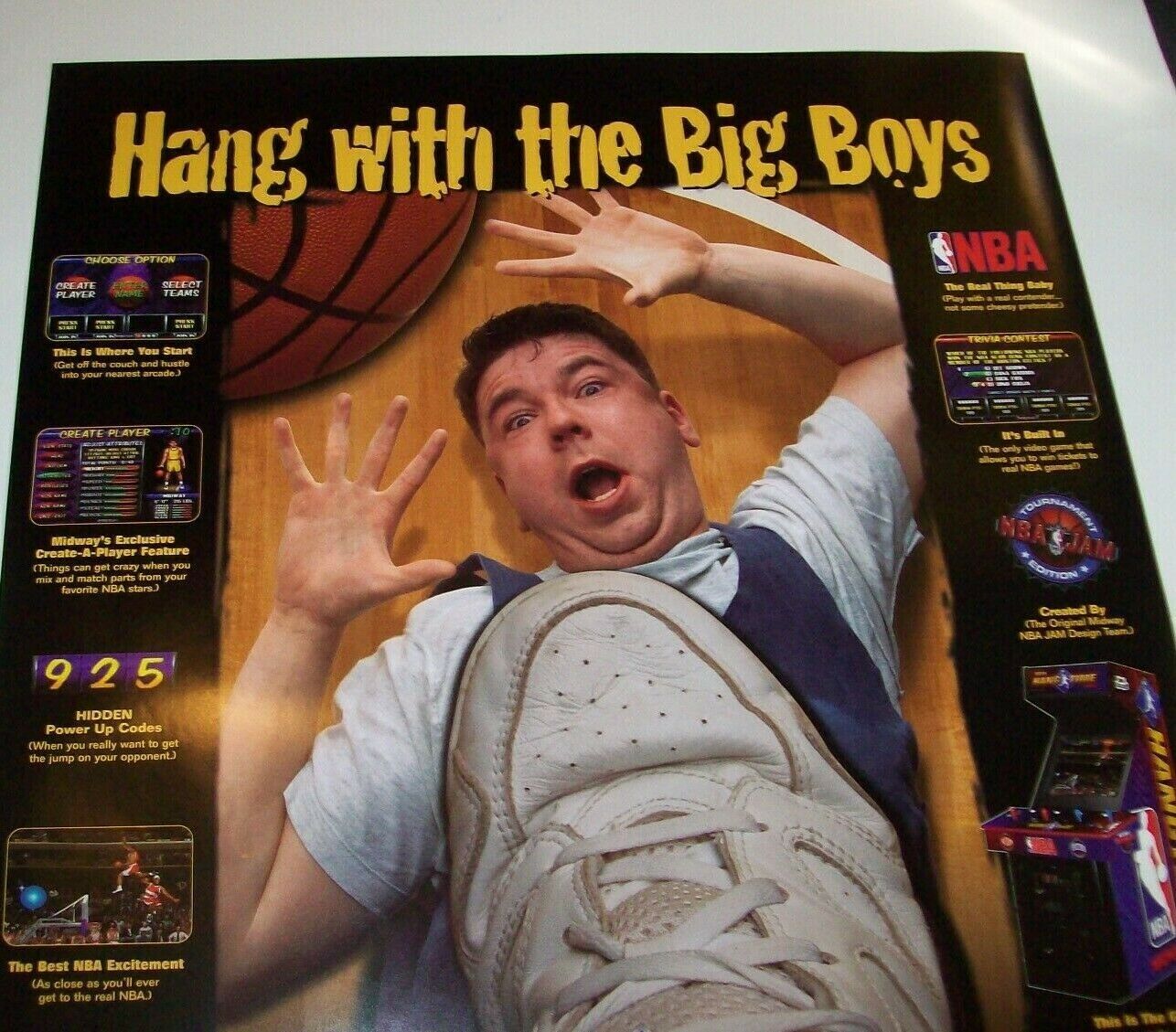 Midway NBA Hang Time Arcade POSTER Original Video Game Wall Artwork 28 ...