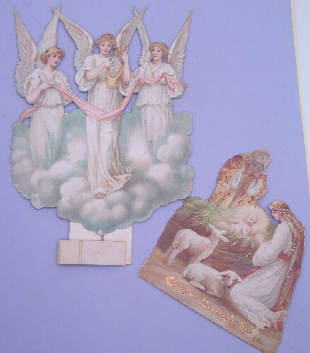 Angels Christ Joseph Mary Nativity Die Cut Stand Up Victorian Christmas ...