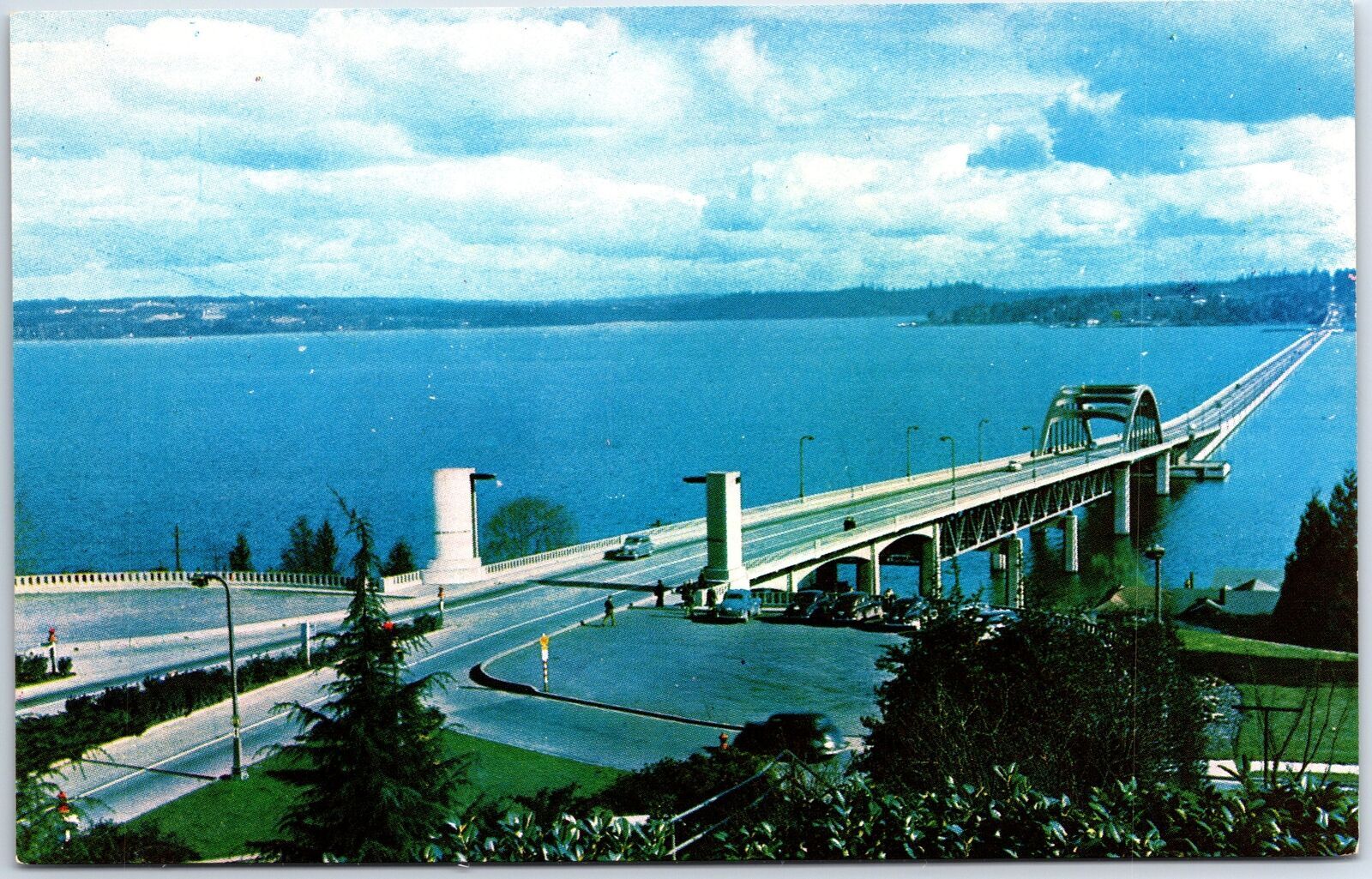 Vintage Postcard Lake Washington Floating Bridge at Seattle Washington ...