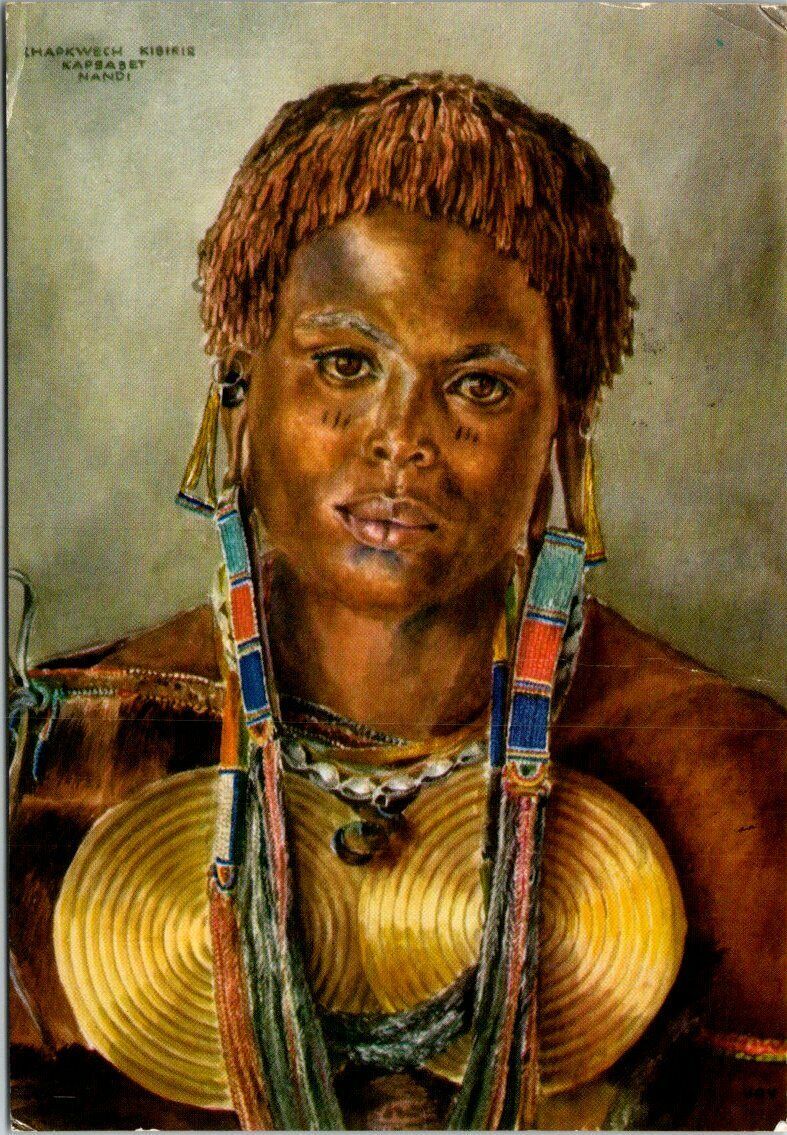 Vintage Continental Size Postcard Painting of a Nandi Woman Africa ...