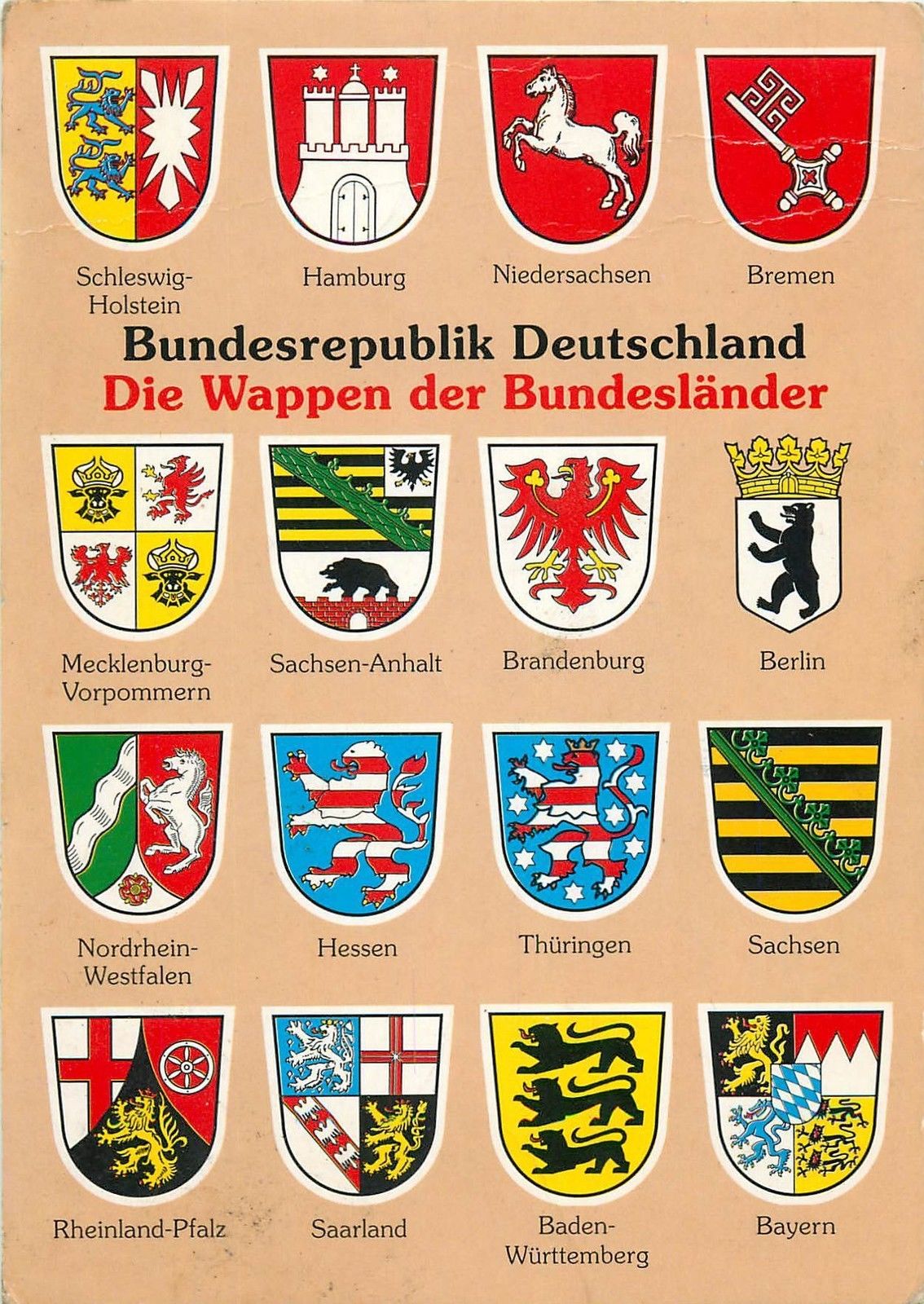 Bundesrepublik Deutschland Die Wappen der Bundeslander district crests ...