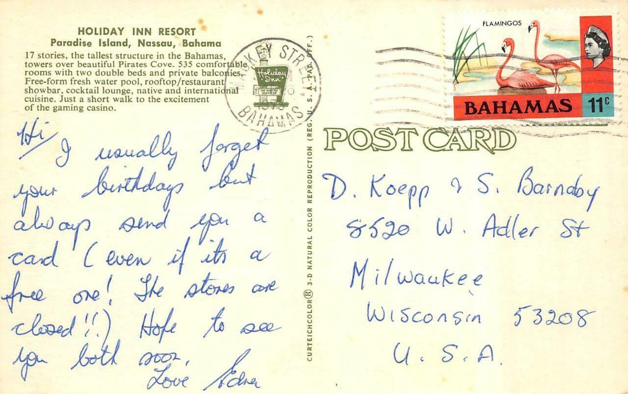 NASSAU, Bahamas HOLIDAY INN RESORT HOTEL Paradise Island ca1970's ...