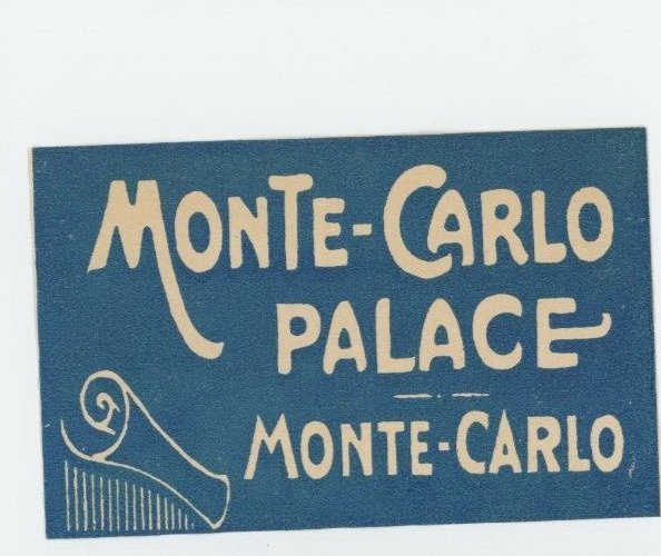 1930's-40's Monte Carlo Palace Hotel Label Luggage Label EVN2 ...