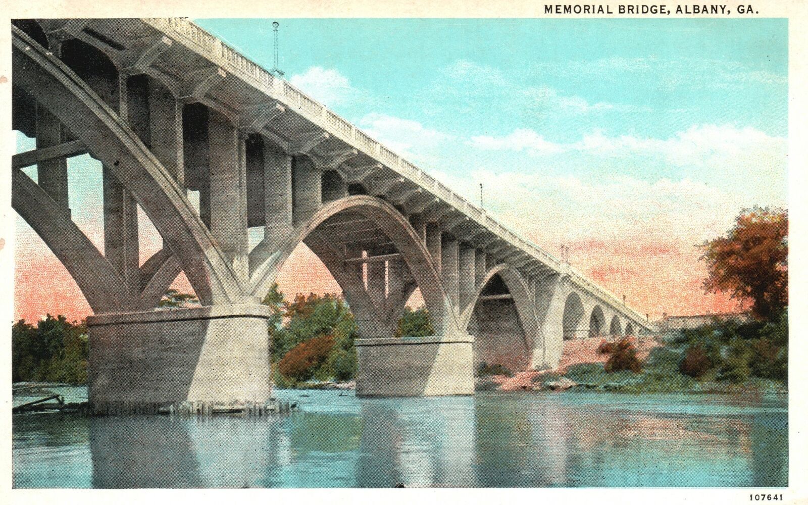 Vintage Postcard 1920's Memorial Bridge Over Flint River Albany Georgia ...