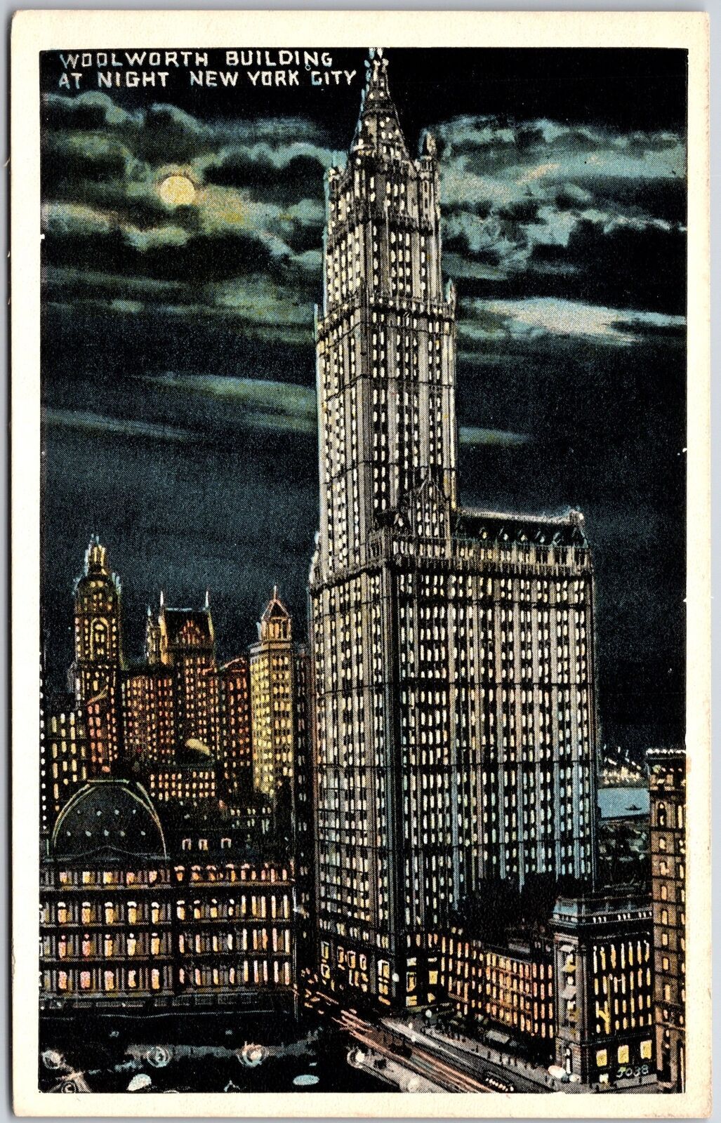 Woolworth Building At Night New York City Magnificent Tower Postcard ...