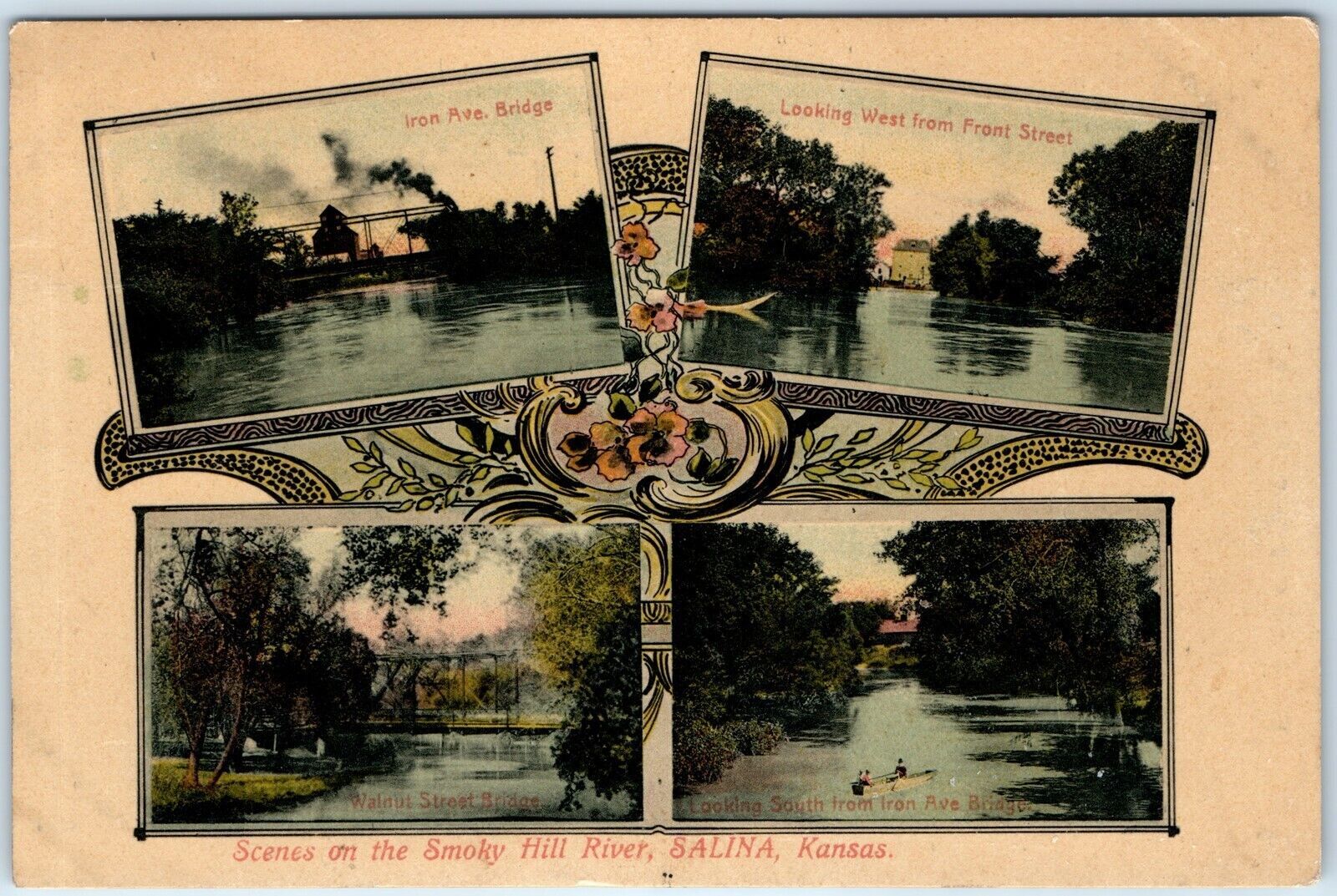 c1910s Salina, KS Scenes Smoky Hill River Bridge Multi View Postcard ...