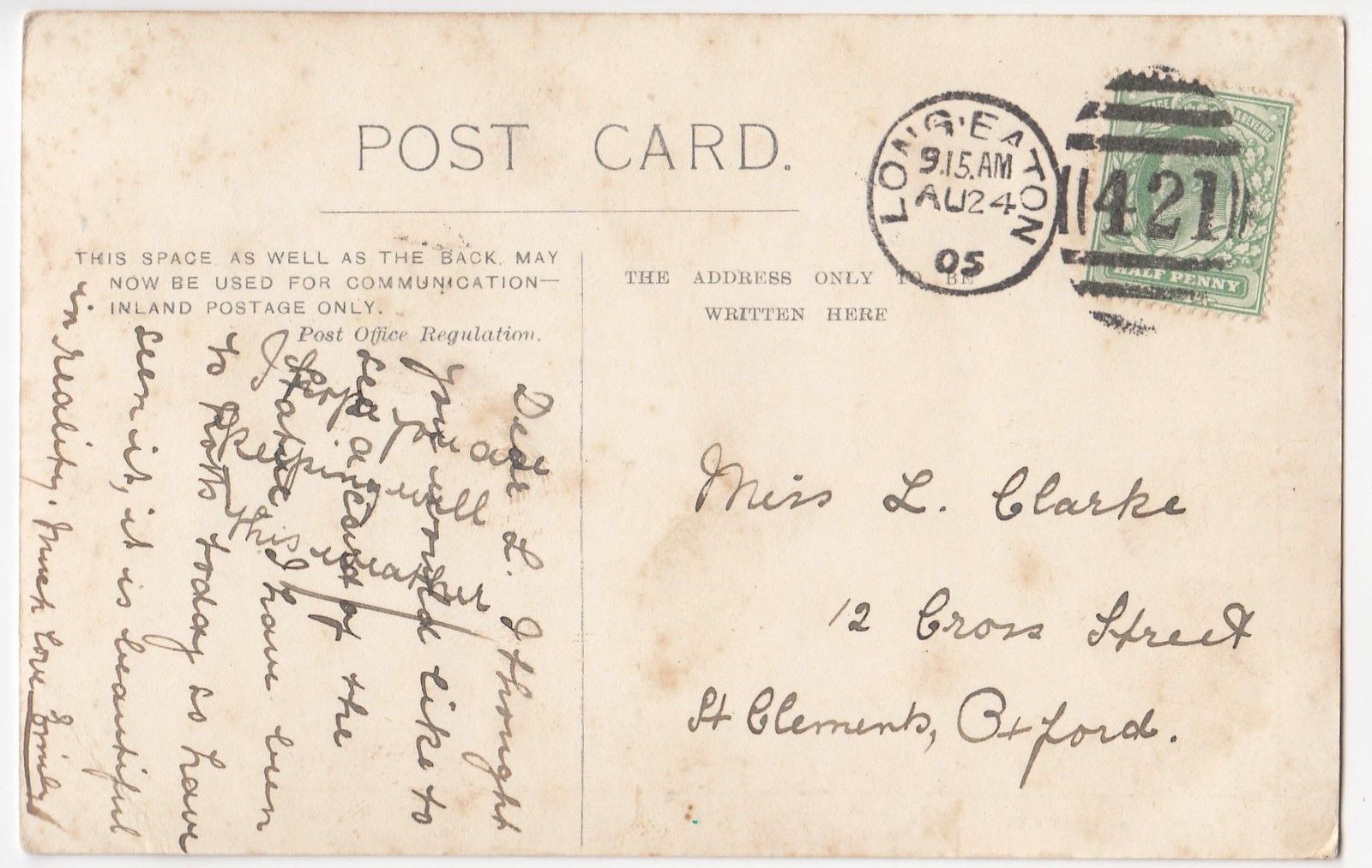 Unveiling Of Statue In Memory Of Queen Victoria PPC Longeaton PMK 1905 ...