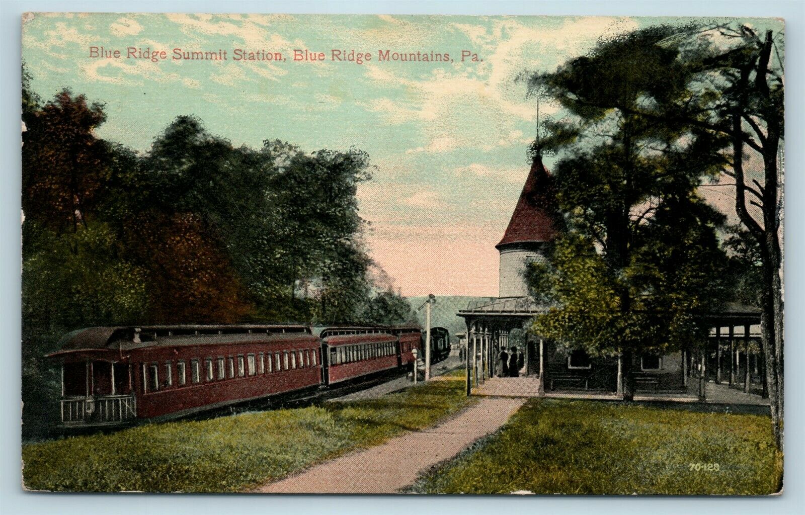 Postcard PA Blue Ridge Summit Railroad Station Train At Depot c1917 ...