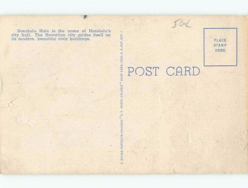 Edge Tear Linen CITY HALL Honolulu Hawaii HI E5379 | United States ...