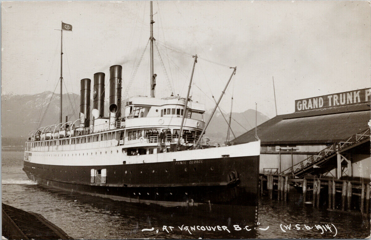 SS 'Prince George' at Vancouver BC Ship WSB c1914 Regal Real Photo ...