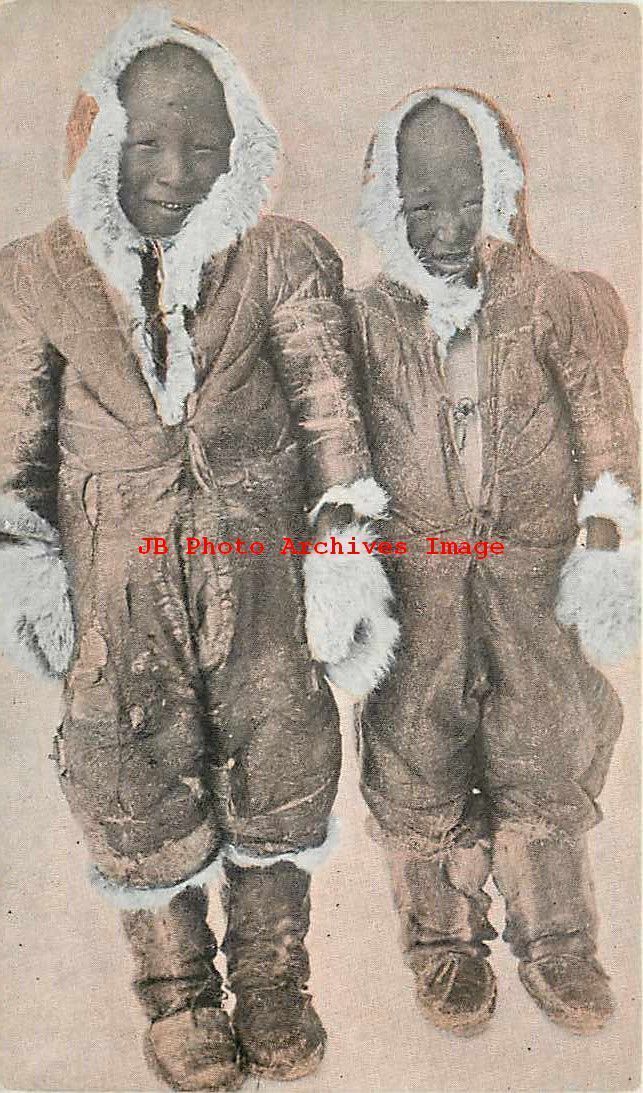Native American Eskimos, Boys Wearing Four Suits Of Caribou Skin ...