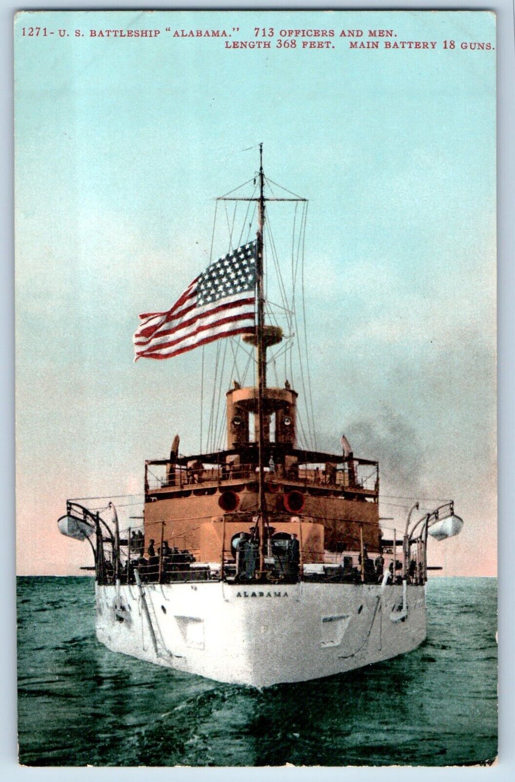 Alabama Postcard US Battleship Officers Steamer Ship Navy c1910 Vintage ...