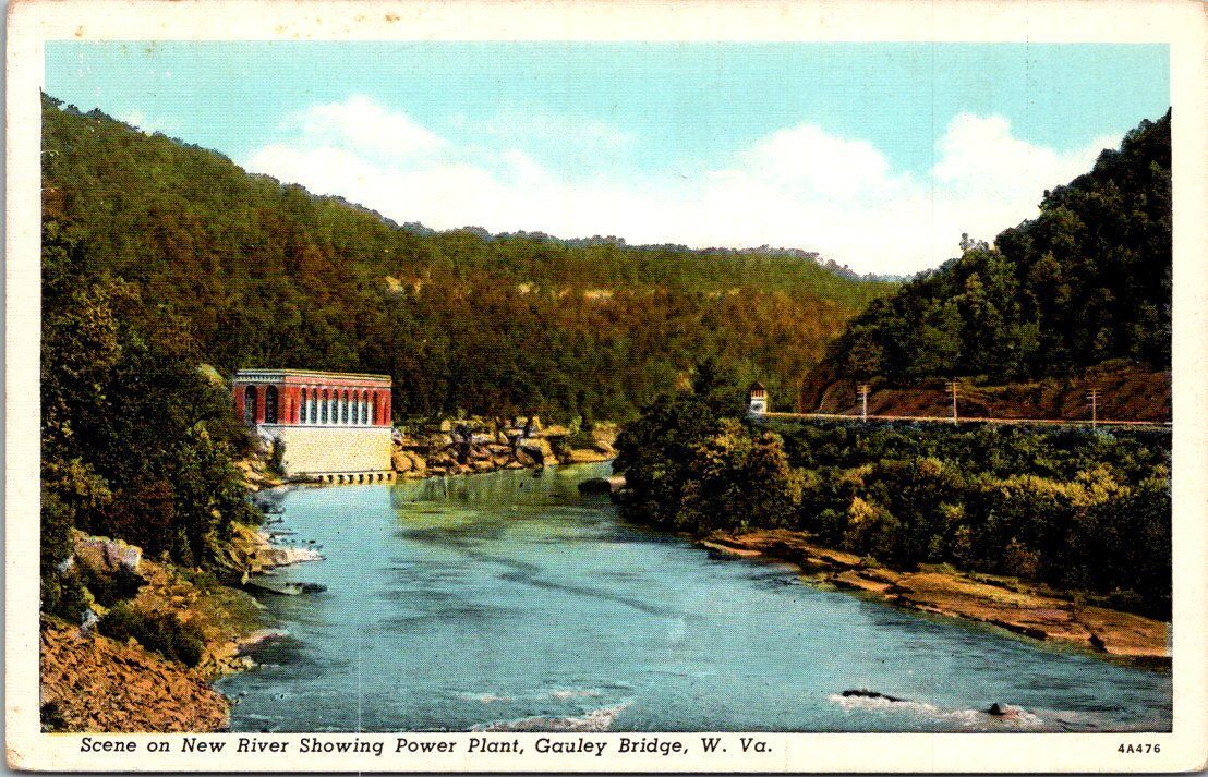 West Virginia Gauley Bridge On New River Showing Power Plant 1939 ...