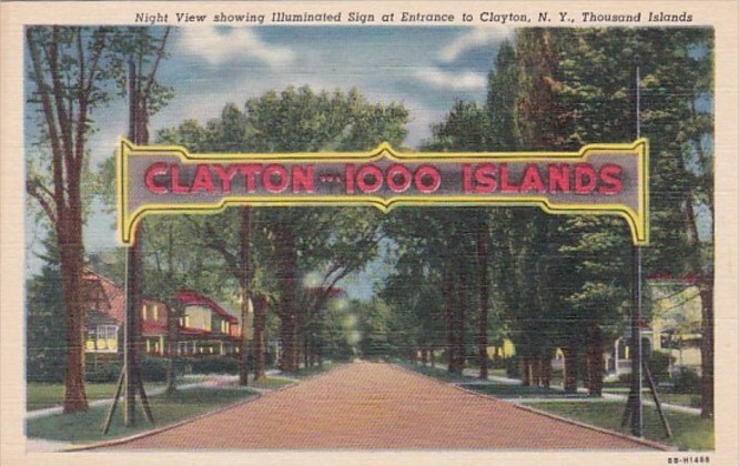 New York Thousand Islands Night View Showing Illuminated Sign At ...