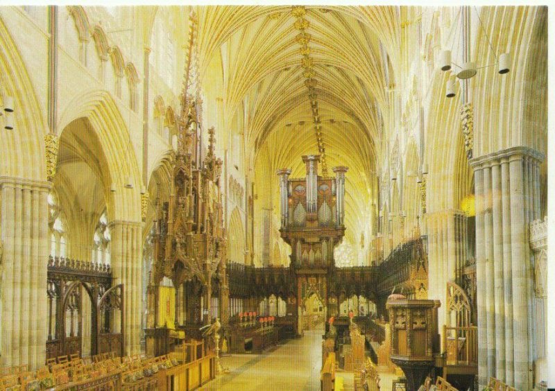 Devon Postcard - Exeter Cathedral - Showing Bishops Throne and Organ ...