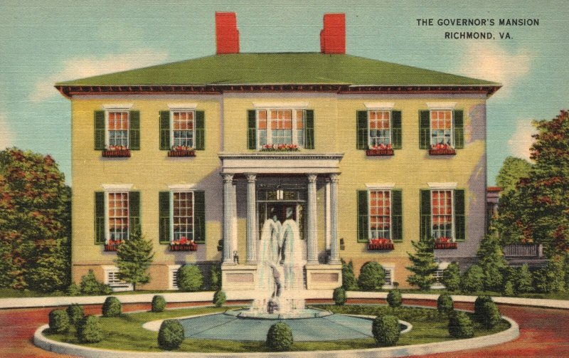Vintage Postcard 1941 The Governors Mansion Official Residence Richmond ...