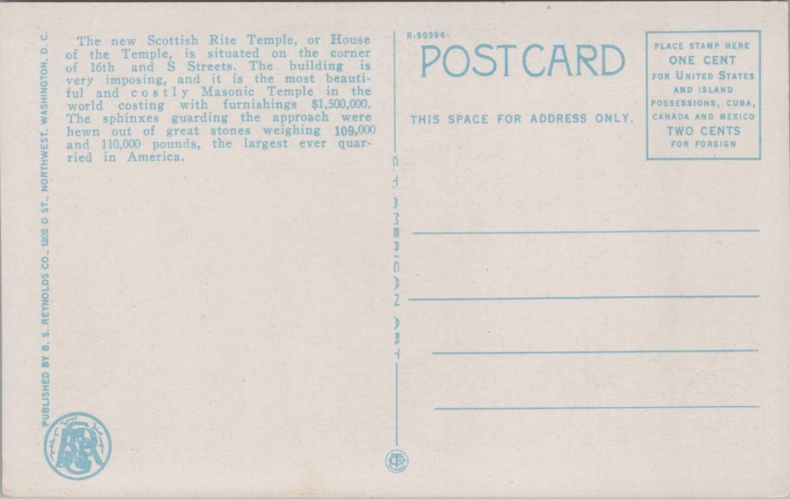 House Of The Temple Scottish Rite Washington DC Vintage Postcard B206 ...