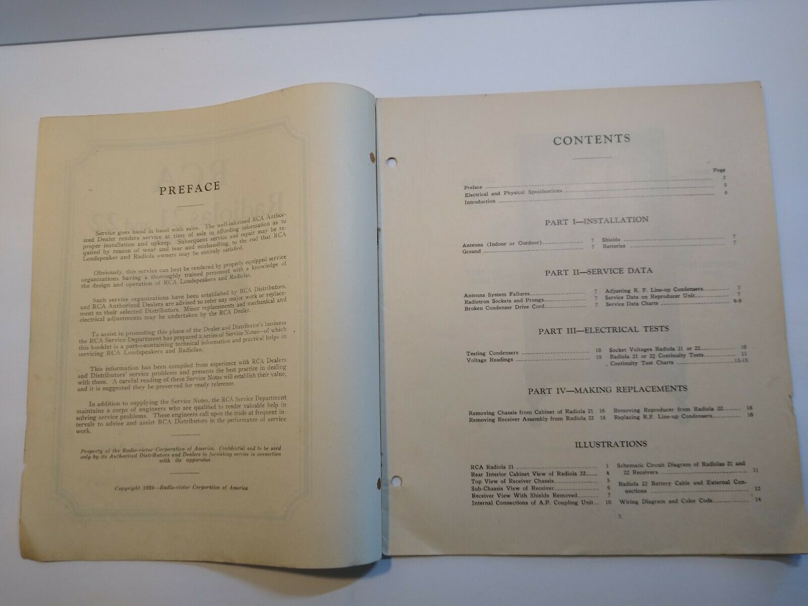 RCA Radiolas 21 and 22 Vintage Original Service Notes Manual Radio ...