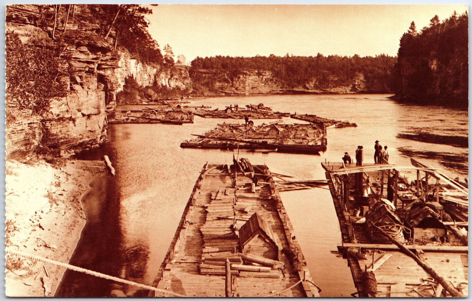 Vintage Postcard Lumber Raft Running the Kilbourn DAM 1880s ...
