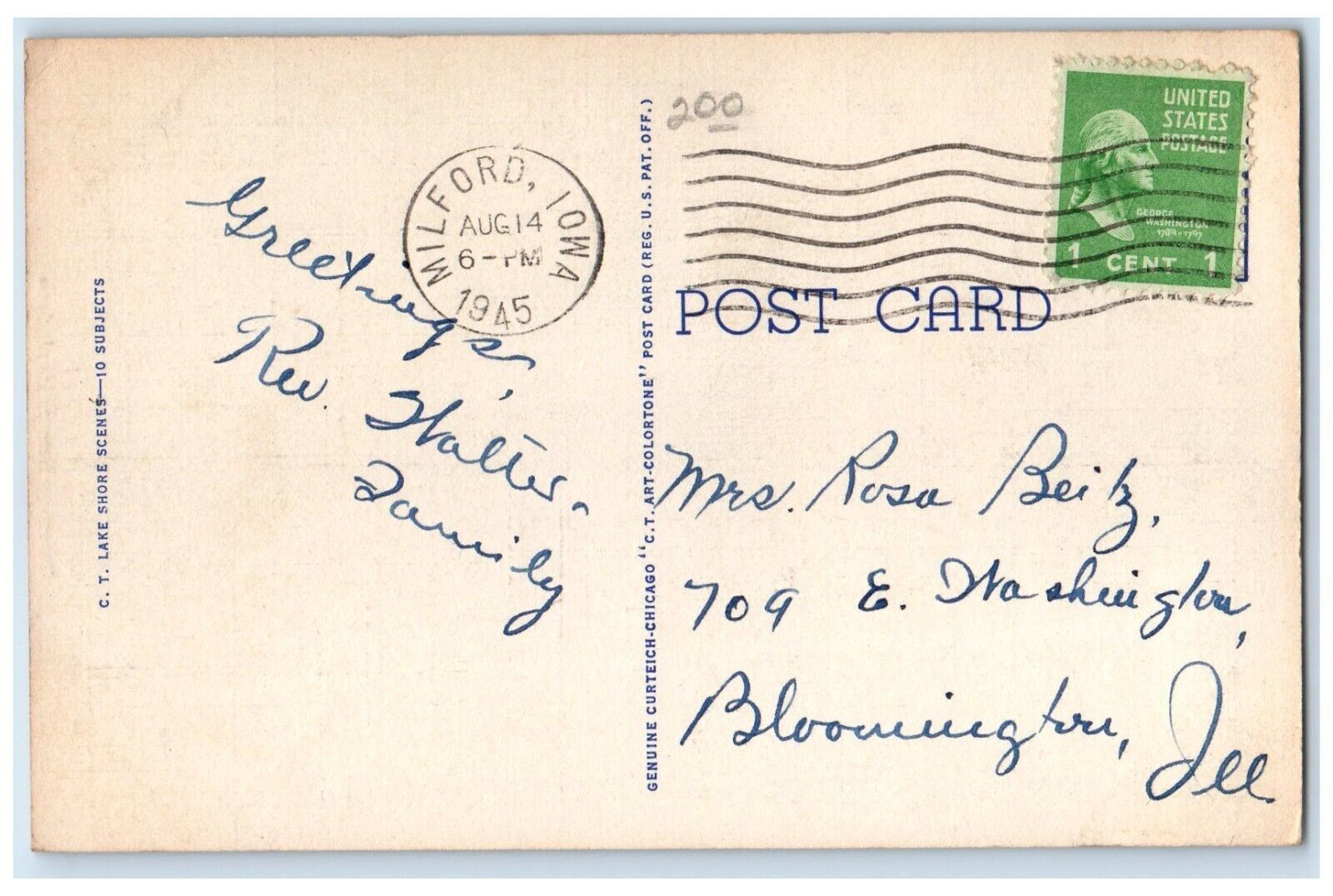 1945 Greetings From Sunset Field Trees River Lake Milford Iowa Vintage ...