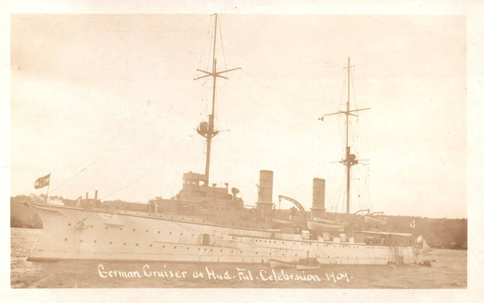 RPPC Photo German Imperial Navy WWI Cruiser at Hudson Fulton ...