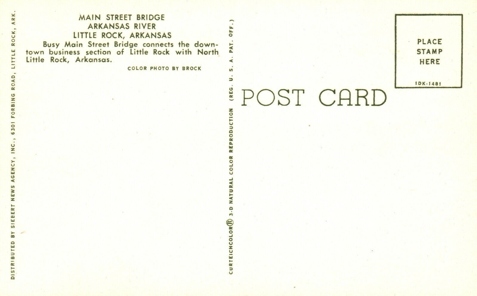 Vintage Postcard Main Street Bridge Arkansas River Little Rock Arkansas ...