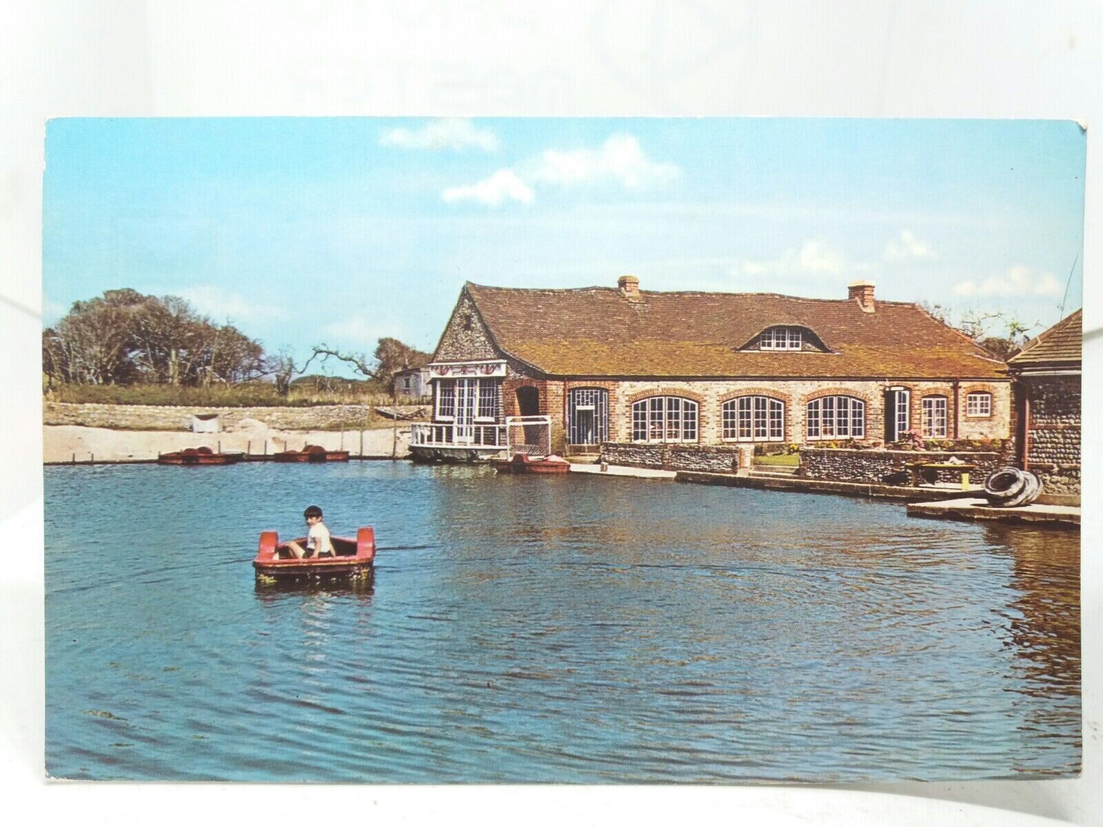 Pond Barn Cafe Bracklesham Bay Boy in Pedalo Vintage Postcard 1960s ...