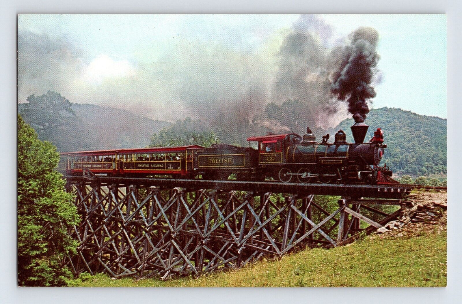 Postcard Railroad Train Tweetsie Steam Engine Dead Horse Trestle 1970s ...