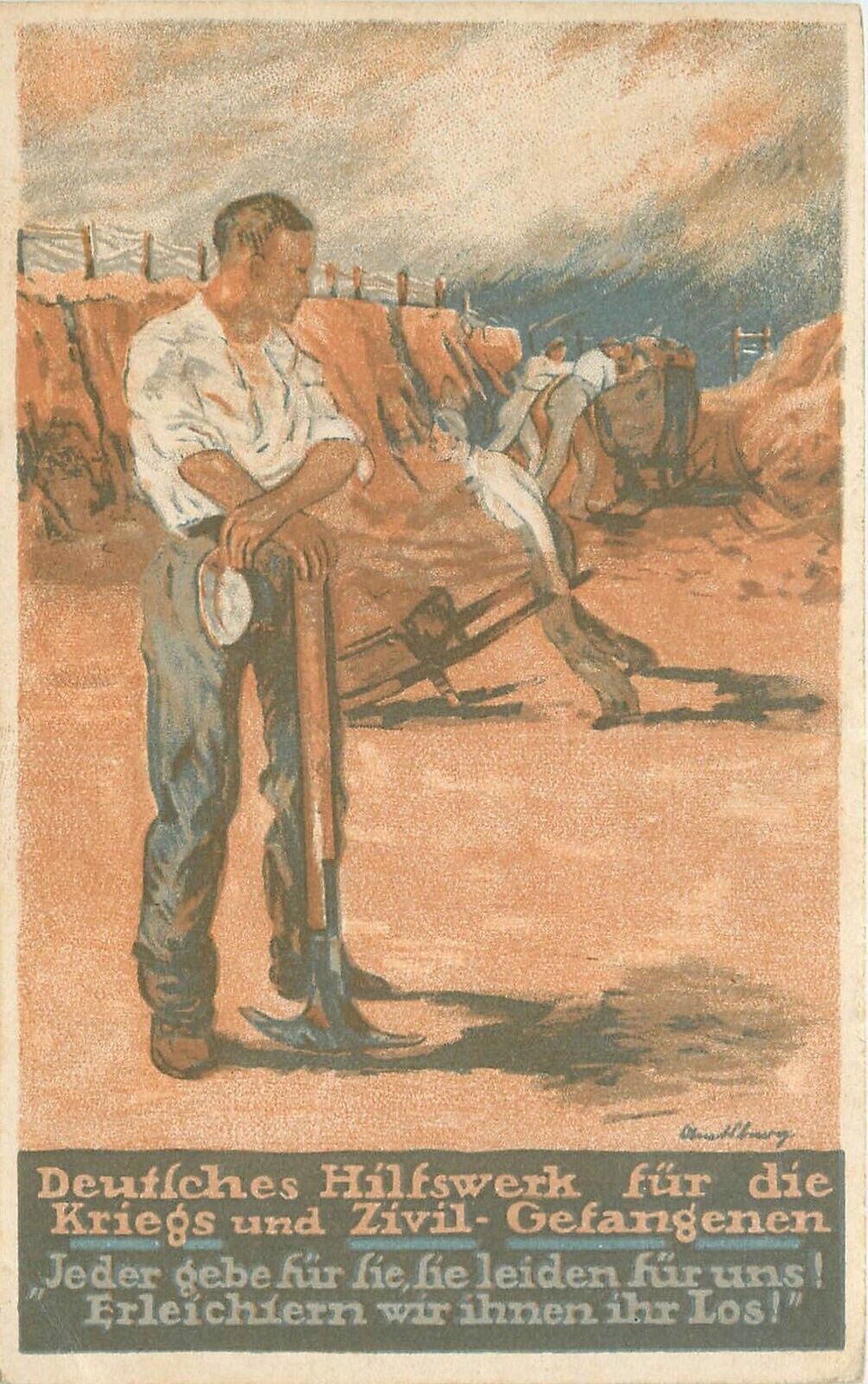 Postcard 1936 German War relief work Camp Propaganda Poster Style GR24 ...