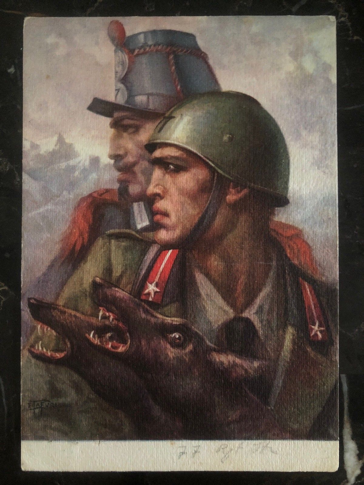 Mint Fascist Italy picture postcard WW2 The Tuscany Wolves Infantry ...