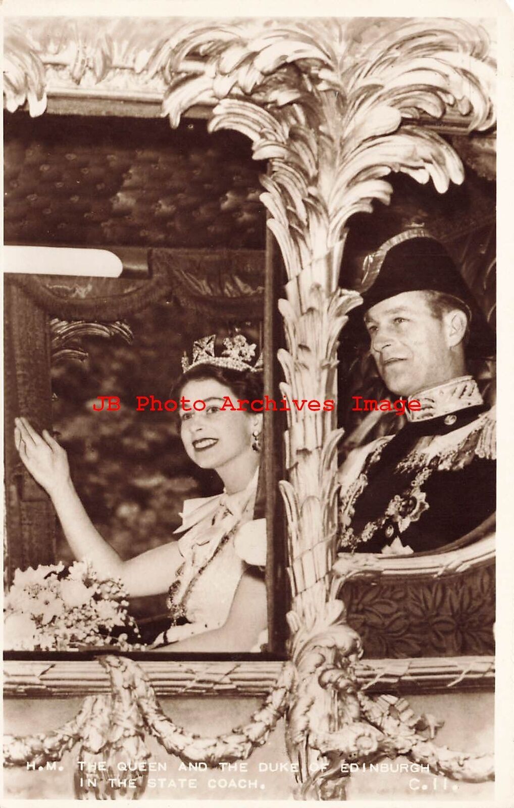 English Royalty, Queen Elizabeth& Duke of Edinburgh in Carriage ...