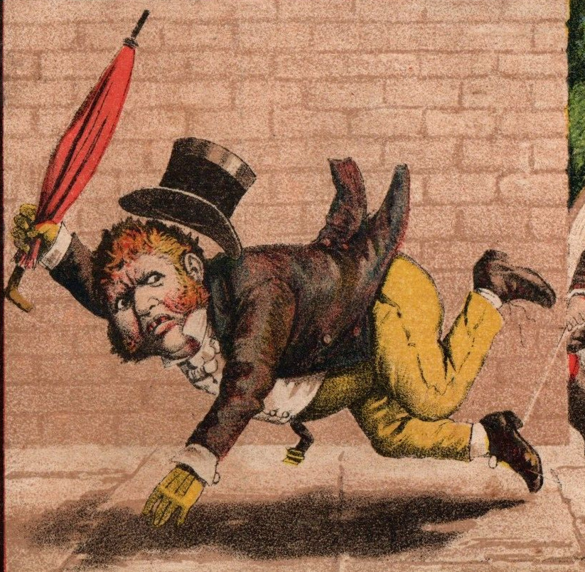 1880s Clark's Mile-End Spool Cotton Comical Boy Tripping Man Street ...