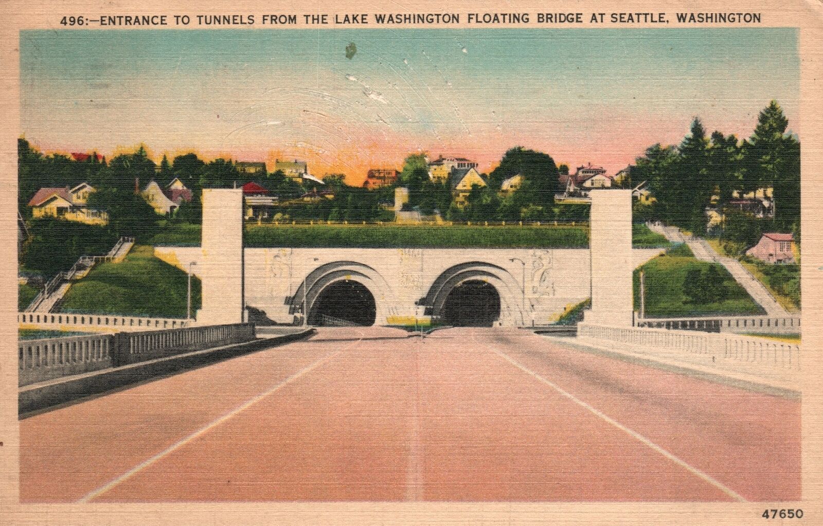 Vintage Postcard 1920's Entrance Tunnels Lake Washington Floating ...