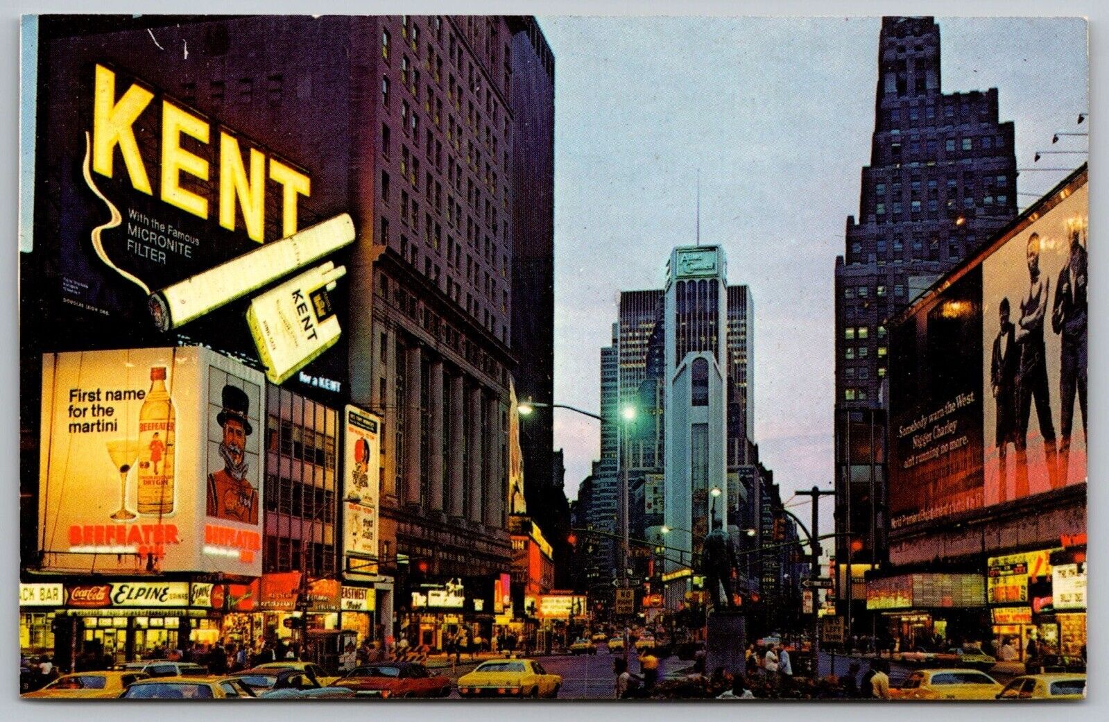 New York City Times Square Night View Old Cars Signs Skyscrapers VNG ...