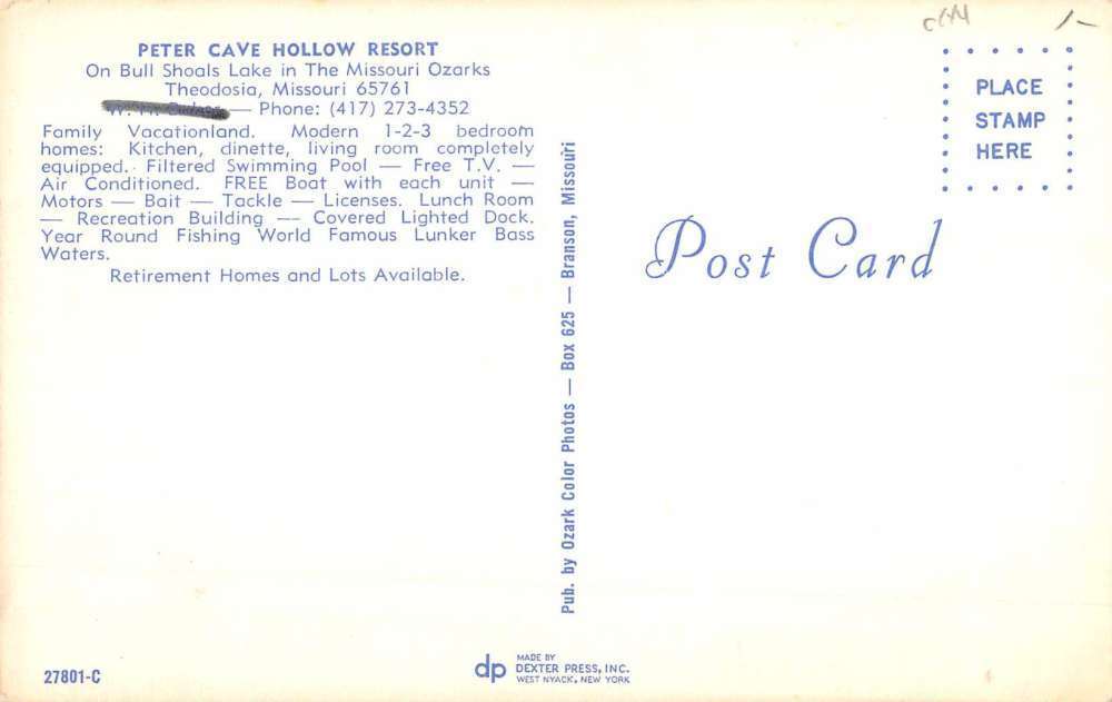 Theodosia Missouri Peter Cave Hollow Resort Multiview Vintage Postcard ...