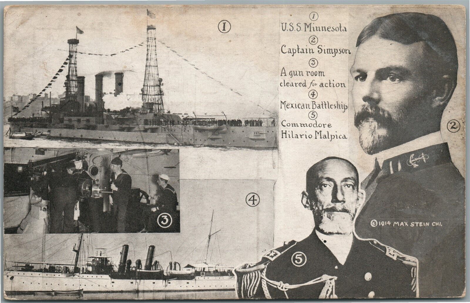 Mexican WAR USS Minnesota Captain Simpson Commodore H.Malpica Antique ...