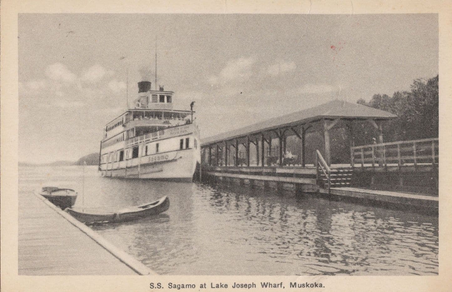 SS Sagamo Ferry Ship at Lake Joseph Wharf Muskoka Old Postcard | Canada ...