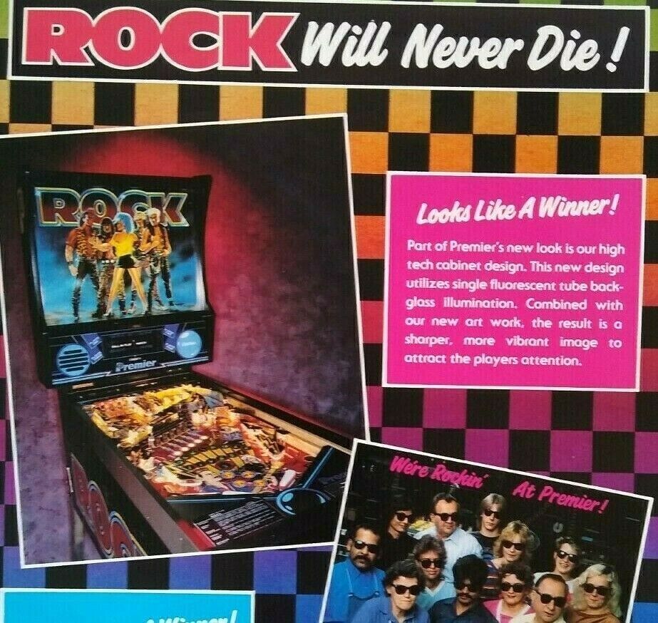 Rock Pinball Flyer Original Vintage Game Art Sheet 8.5" x 11" Double ...