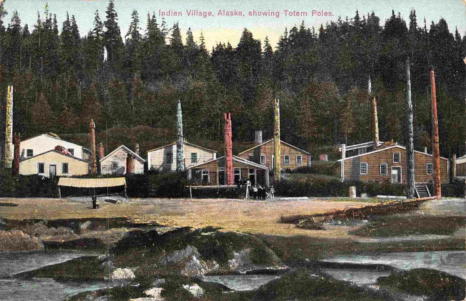 Totem Poles Native American Indian Village Alaska 1910c postcard | Asia ...
