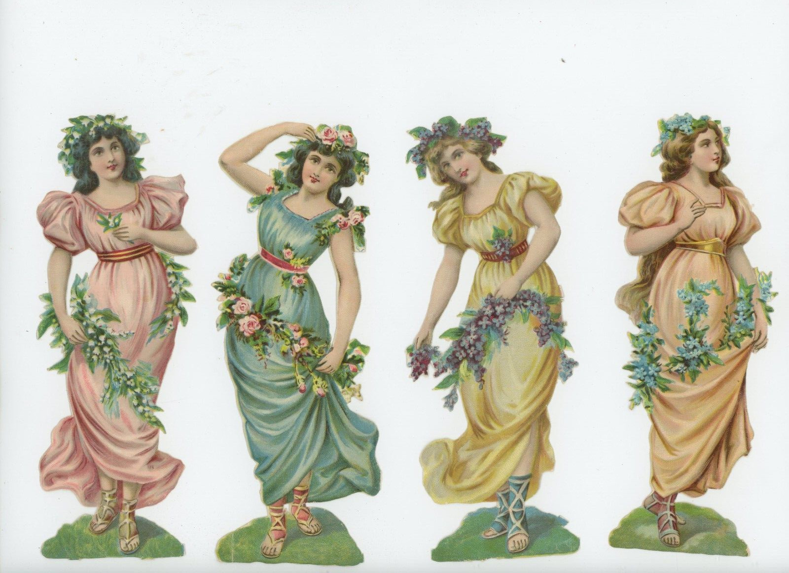 1880's Lovely Ladies Flowers Victorian DIe Cut Trade Card x723E ...